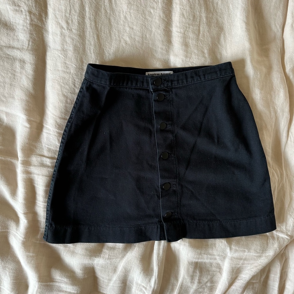 Rare American Apparel Black Denim Button Front Circle… - Gem